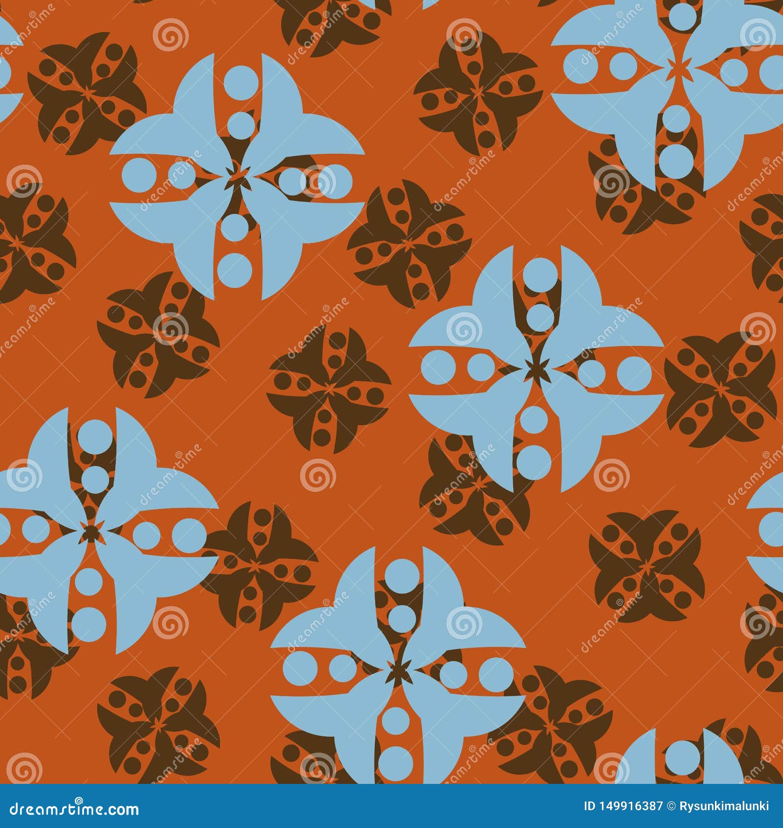 Geometric Ethnic Seamless Vector Pattern in Brown and Blue. Stock ...