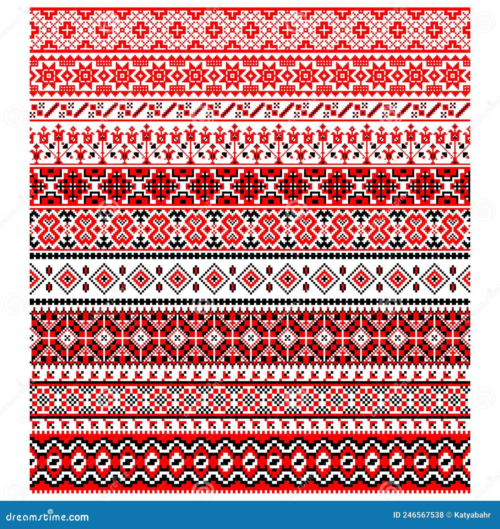 Pixelized Pattern Vyshyvanka Traditional Ukrainian Seamless Pattern ...