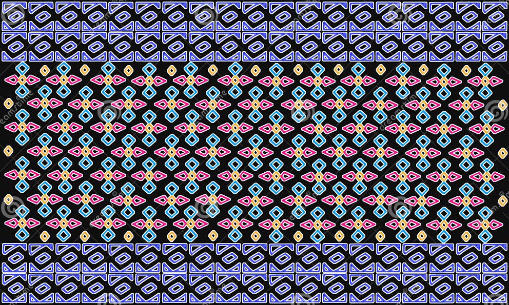 Geometric Fabric Pattern on Black Background 1 Stock Illustration ...