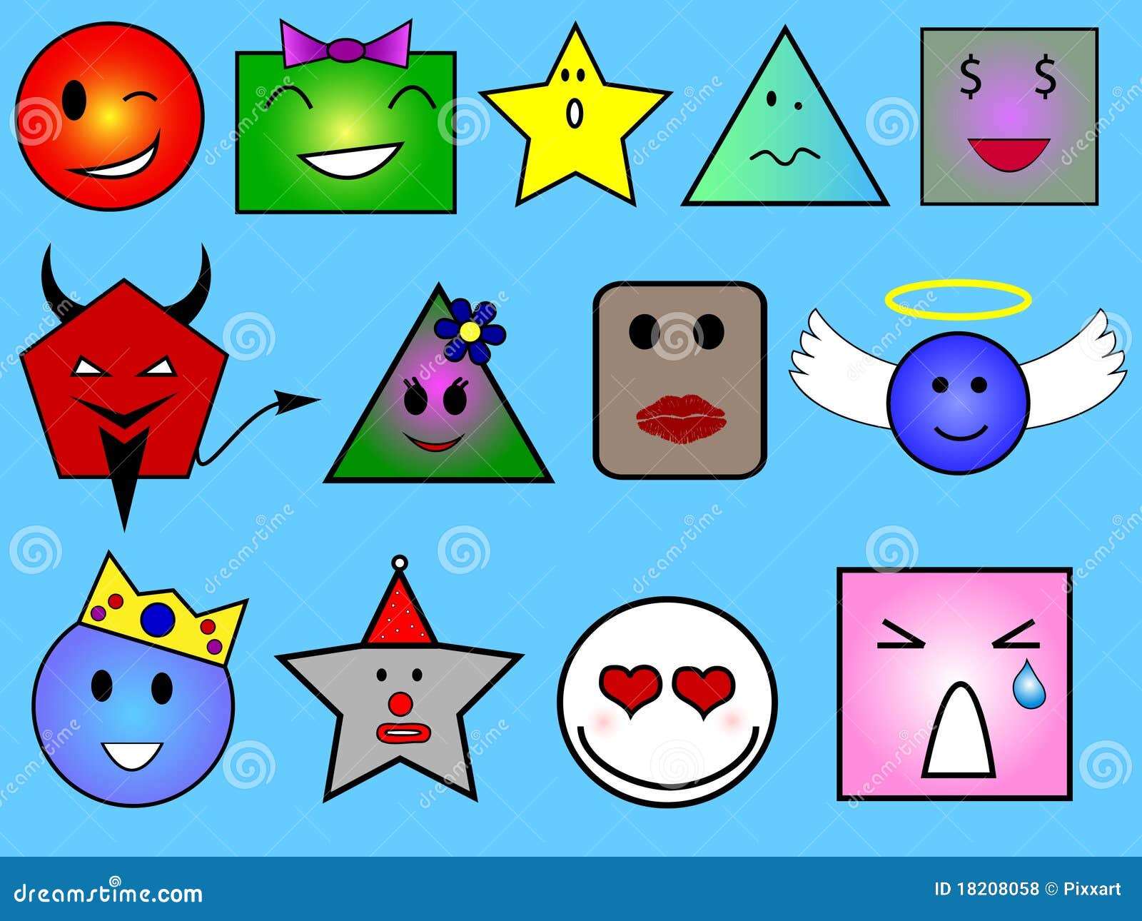 Geometric faces stock illustration. Illustration of round - 18208058