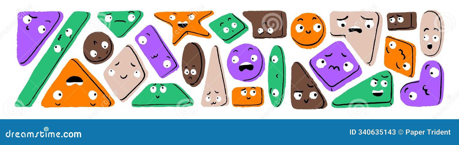 Geometric Faces Set. Shapes of Geometry with Different Emotions: Happy ...