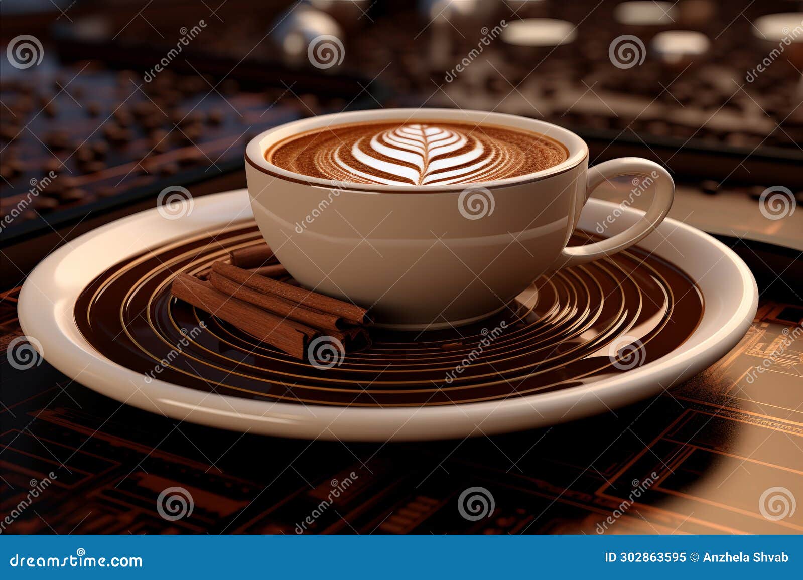 Geometric Fantasy. Abstract 3D Render - Coffee Pastel Background Art ...