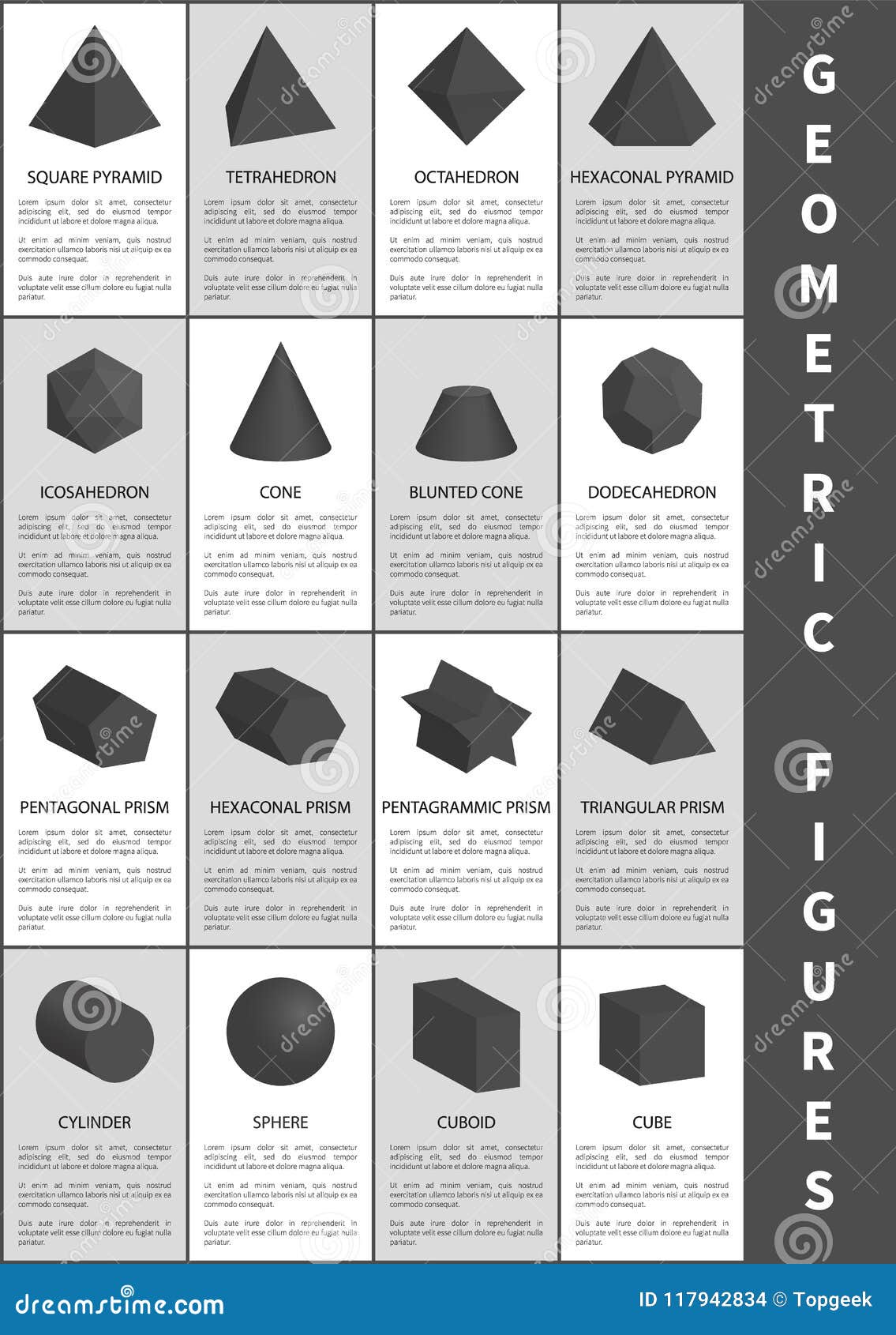 Pentagrammic And Triangular Prism Solid Figures Cartoon Vector ...