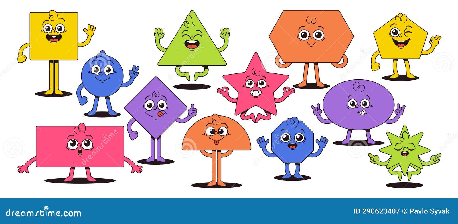 Geometric Figures Characters Set Collection of Shapes Square, Circle ...