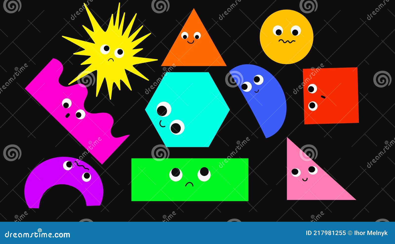Geometric Figures with Face Stock Vector - Illustration of preschool ...