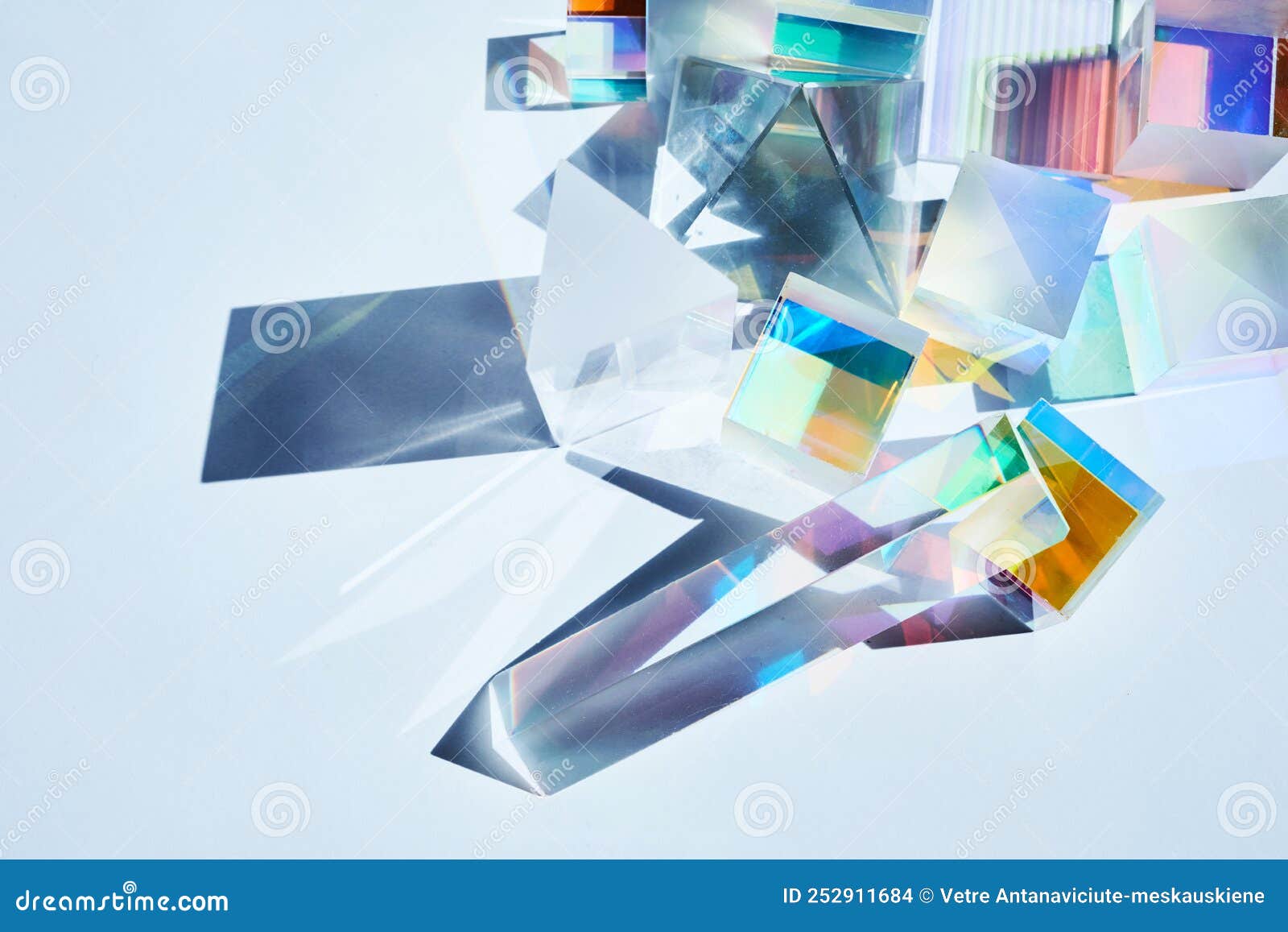 Geometric Figures Prisms with Light Diffraction of Spectrum Colors and ...