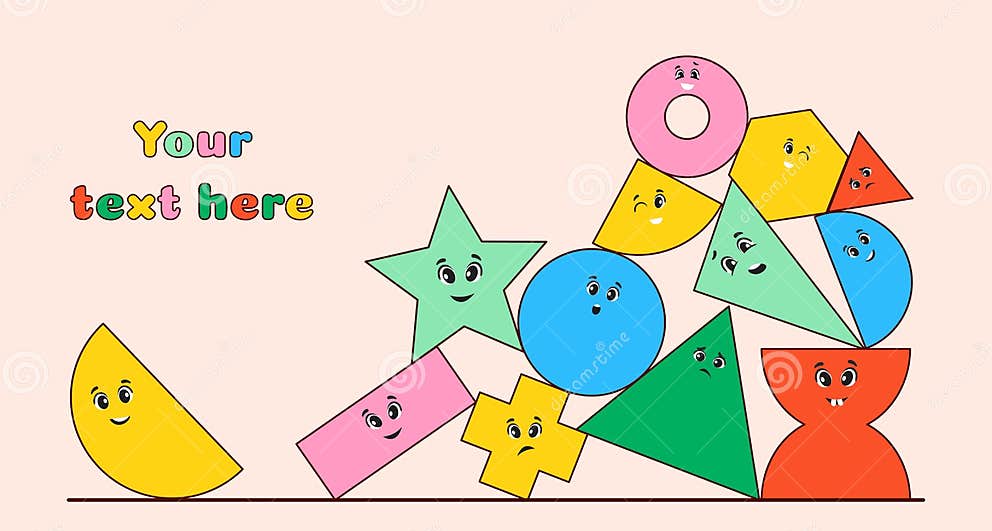 Geometric figures set stock vector. Illustration of emoji - 255243965