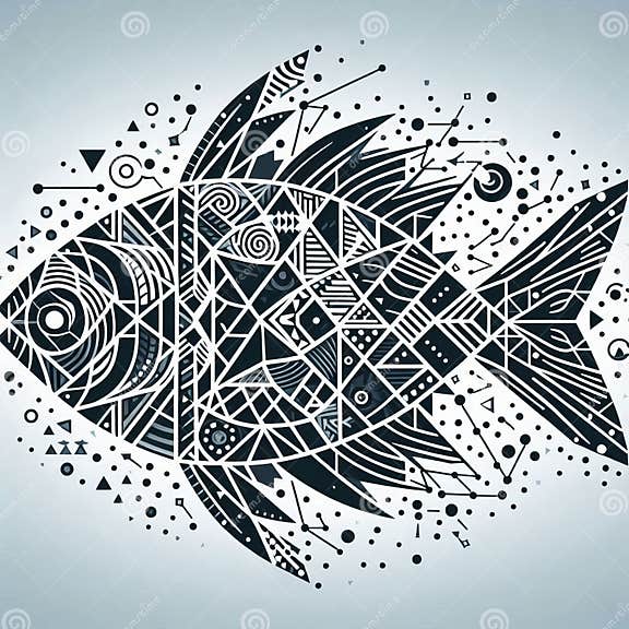 Geometric Fish Fish Shapes Created Using Triangles and Lines Stock ...