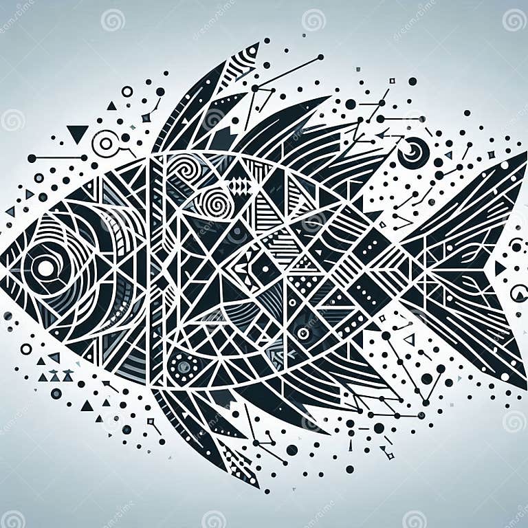 Geometric Fish Fish Shapes Created Using Triangles and Lines Stock ...