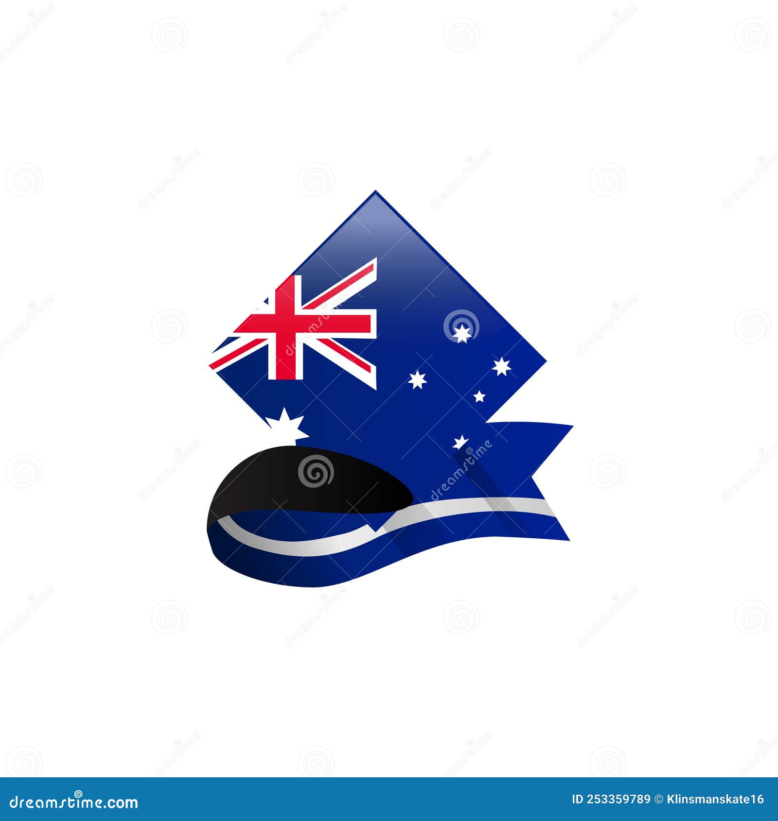 Geometric Flag Australia with Ribbon Decorative Stock Vector ...