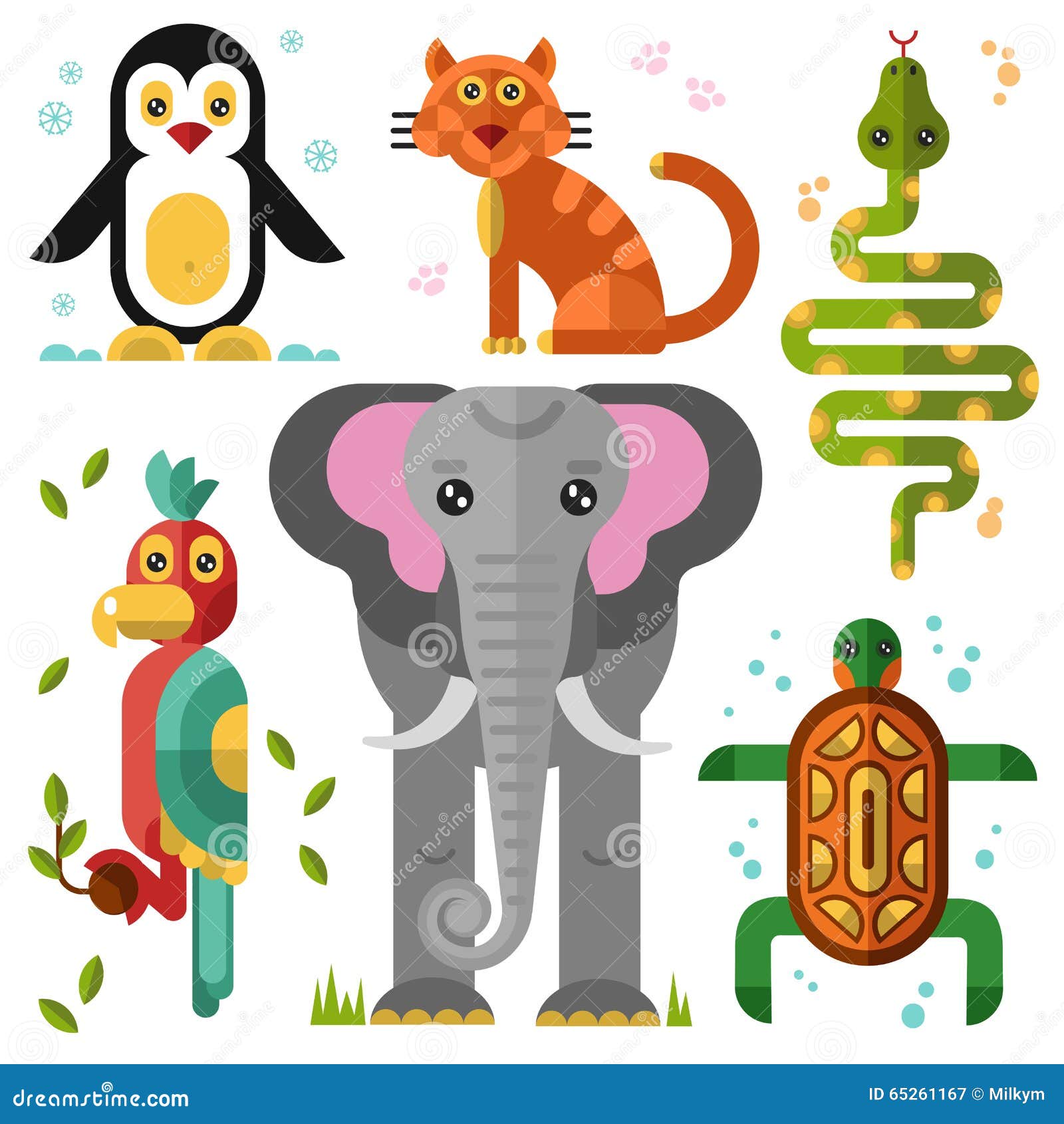 Geometric flat animals stock vector. Illustration of design - 65261167