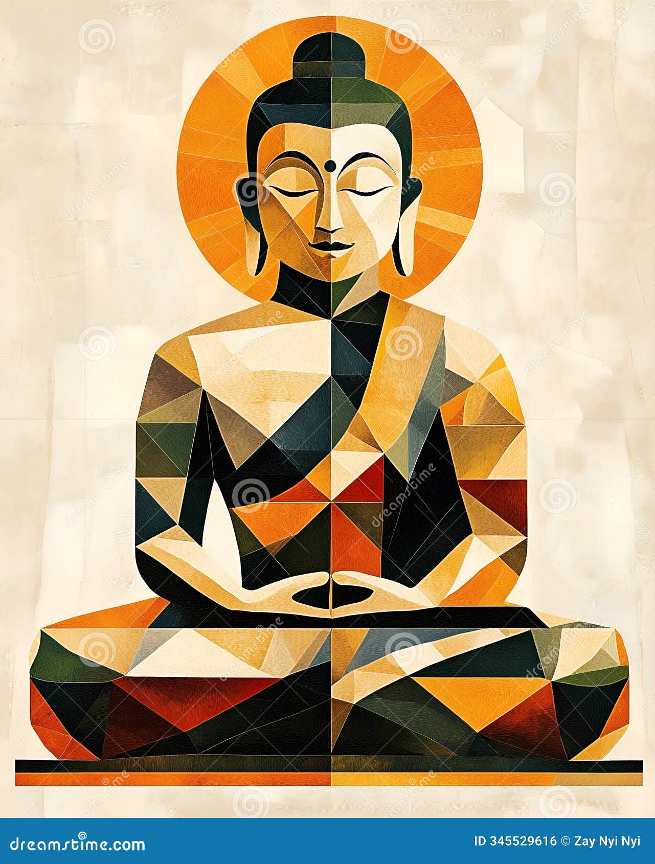 Geometric Flat Illustration of Meditating Buddha Stock Illustration ...