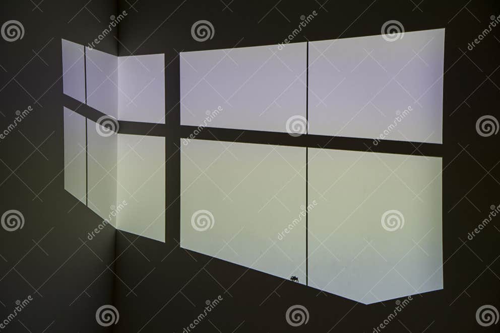 Geometric Flat Pane Shape Projected on Wall by Projector Stock Image ...