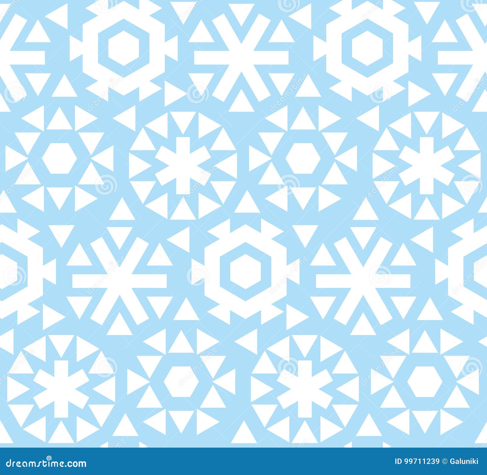 Geometric Flat Snowflake Seamless Pattern Stock Vector - Illustration ...