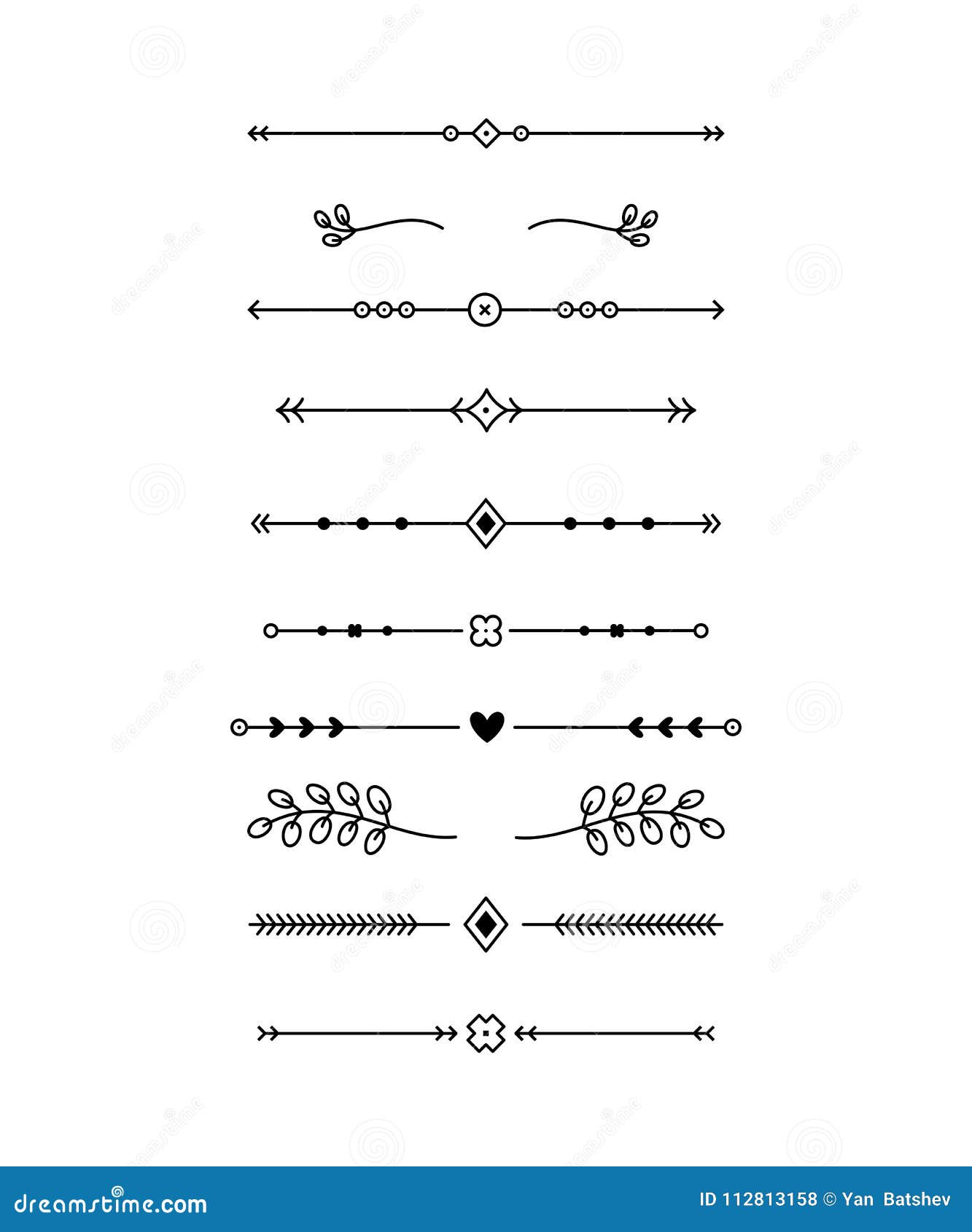 Geometric and Floral Horizontal Decorative Text Dividers. Vector Set ...