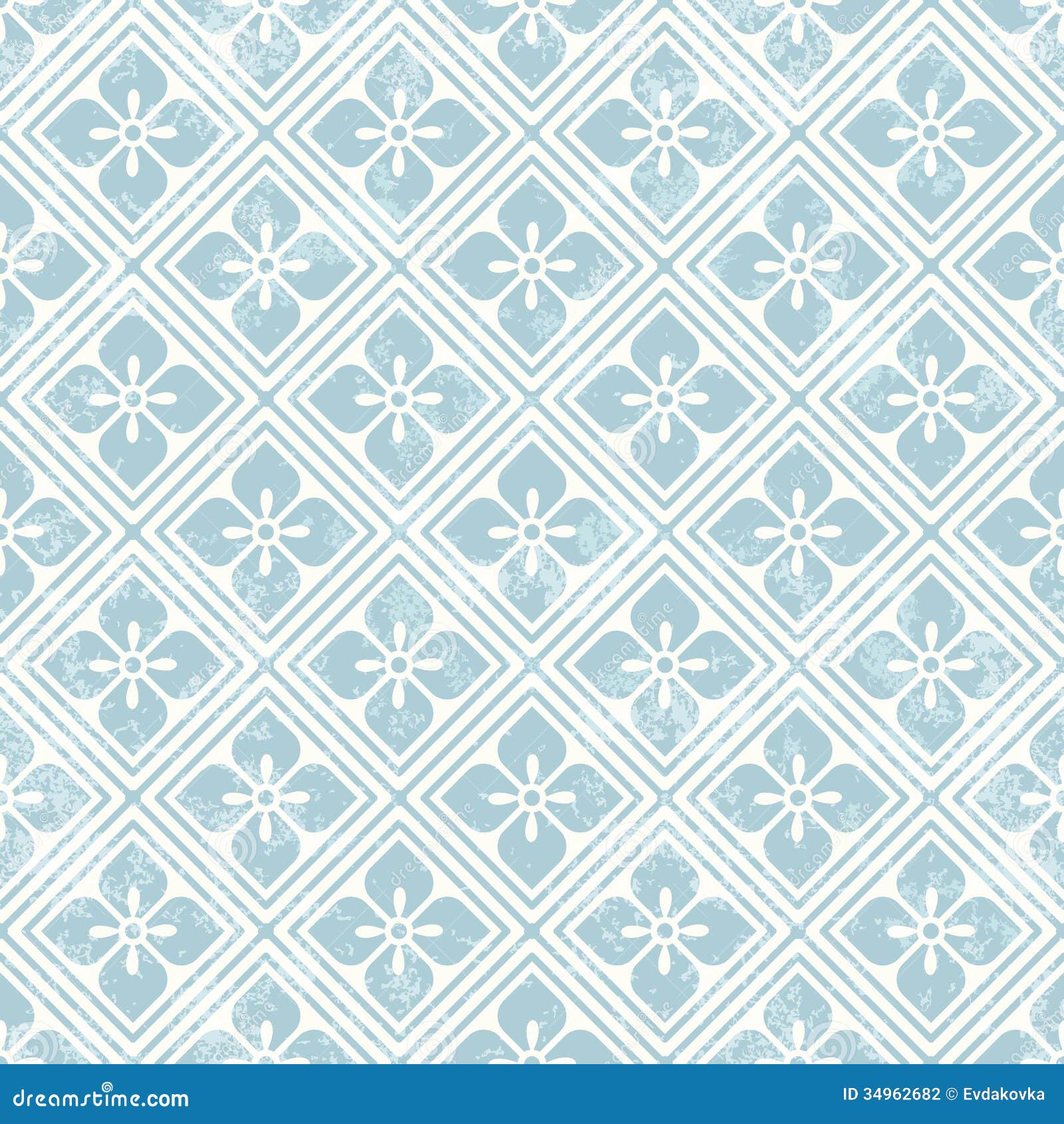 Geometric Floral Pattern in Retro Style Stock Vector - Illustration of ...