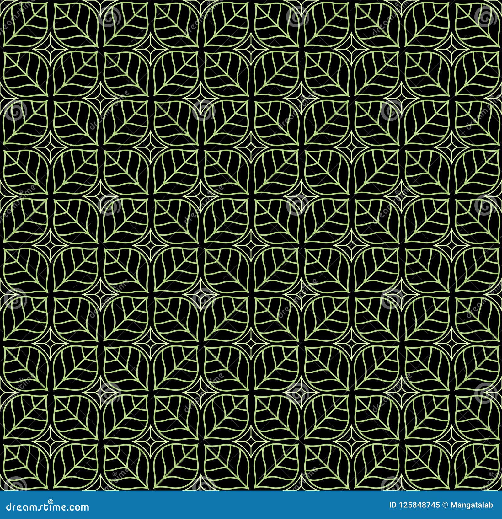 Vector Leaves Seamless Pattern. Abstract Grid Background. Geometric ...
