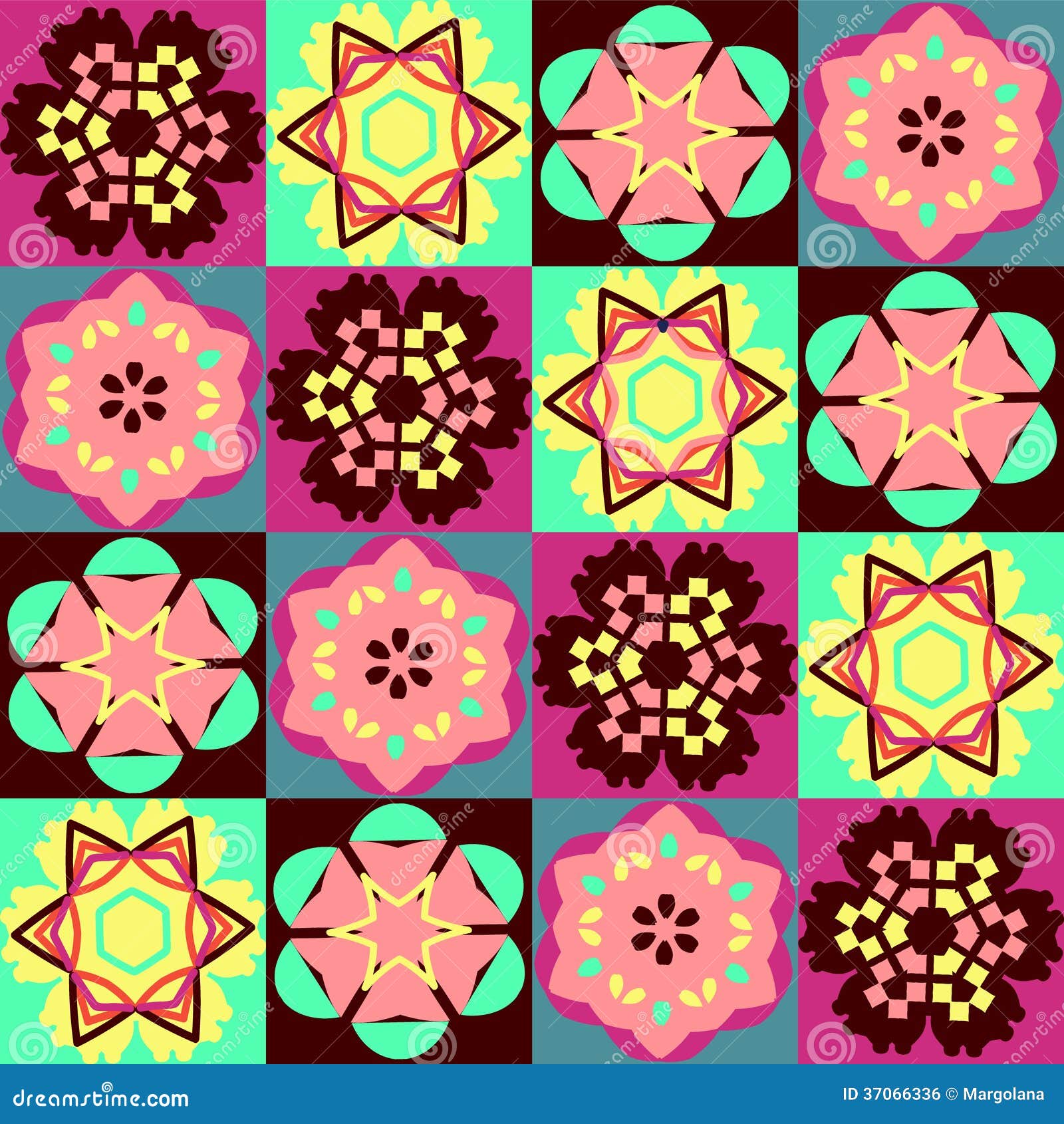 Geometric Flower Abstract Colorful Pattern Stock Vector - Illustration ...
