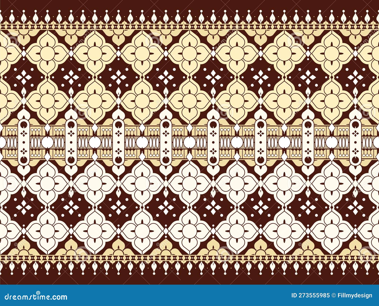 Geometric and Flower Ethnic Fabric Pattern Retro Style Stock Vector ...