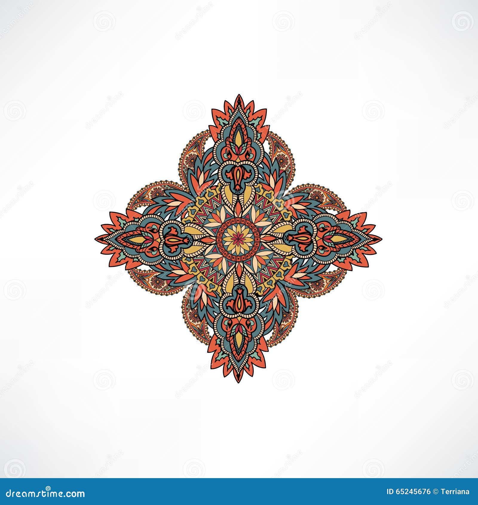 Geometric Flower Oriental Mandala Floral Ornament Stock Illustration