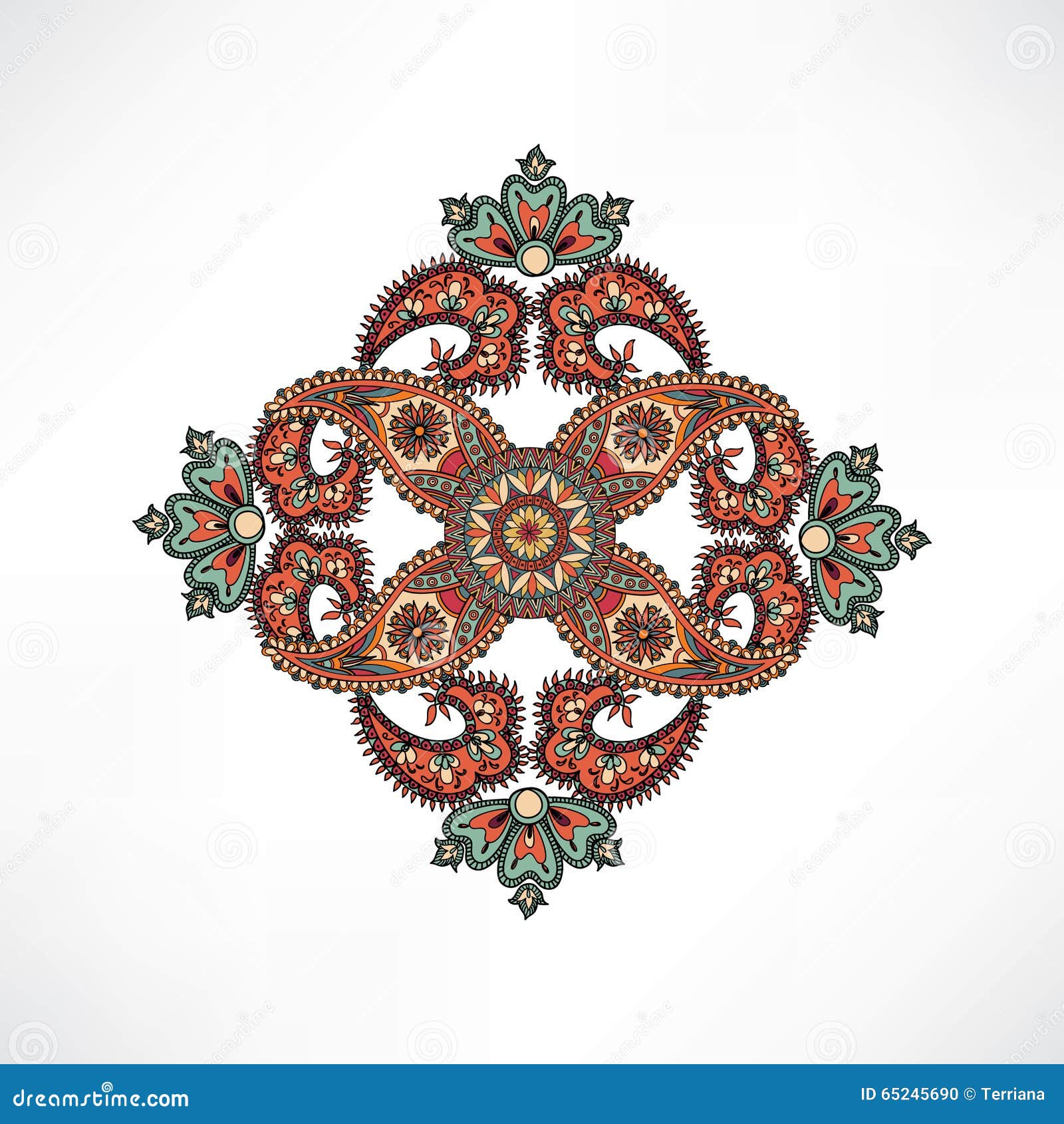Geometric Flower Oriental Mandala Floral Ornament Stock Illustration