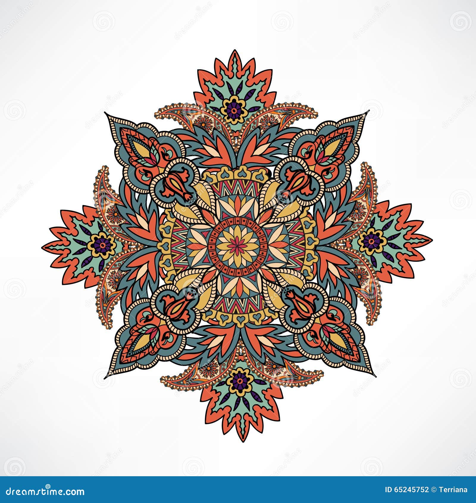 Geometric Flower Oriental Mandala Floral Ornament Stock Illustration