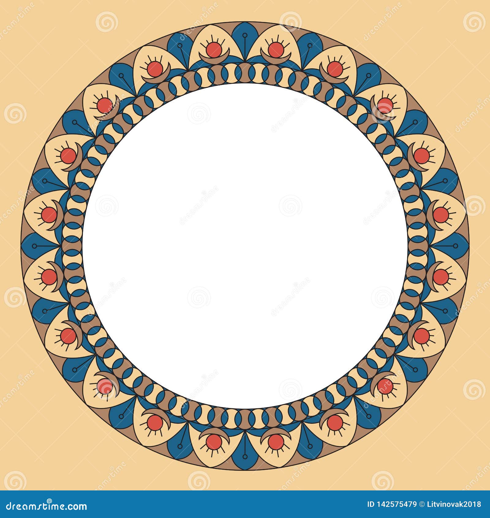 Folklore Circular Oriented White Patterns On Red Gradient Background ...