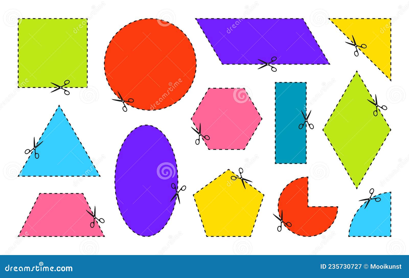 Geometric Form Border Thin Dotted Line Cut Out Set Stock Vector ...
