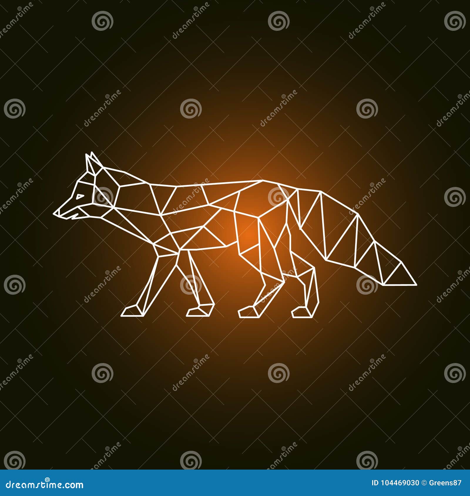 Geometric form of a fox. stock vector. Illustration of outline - 104469030