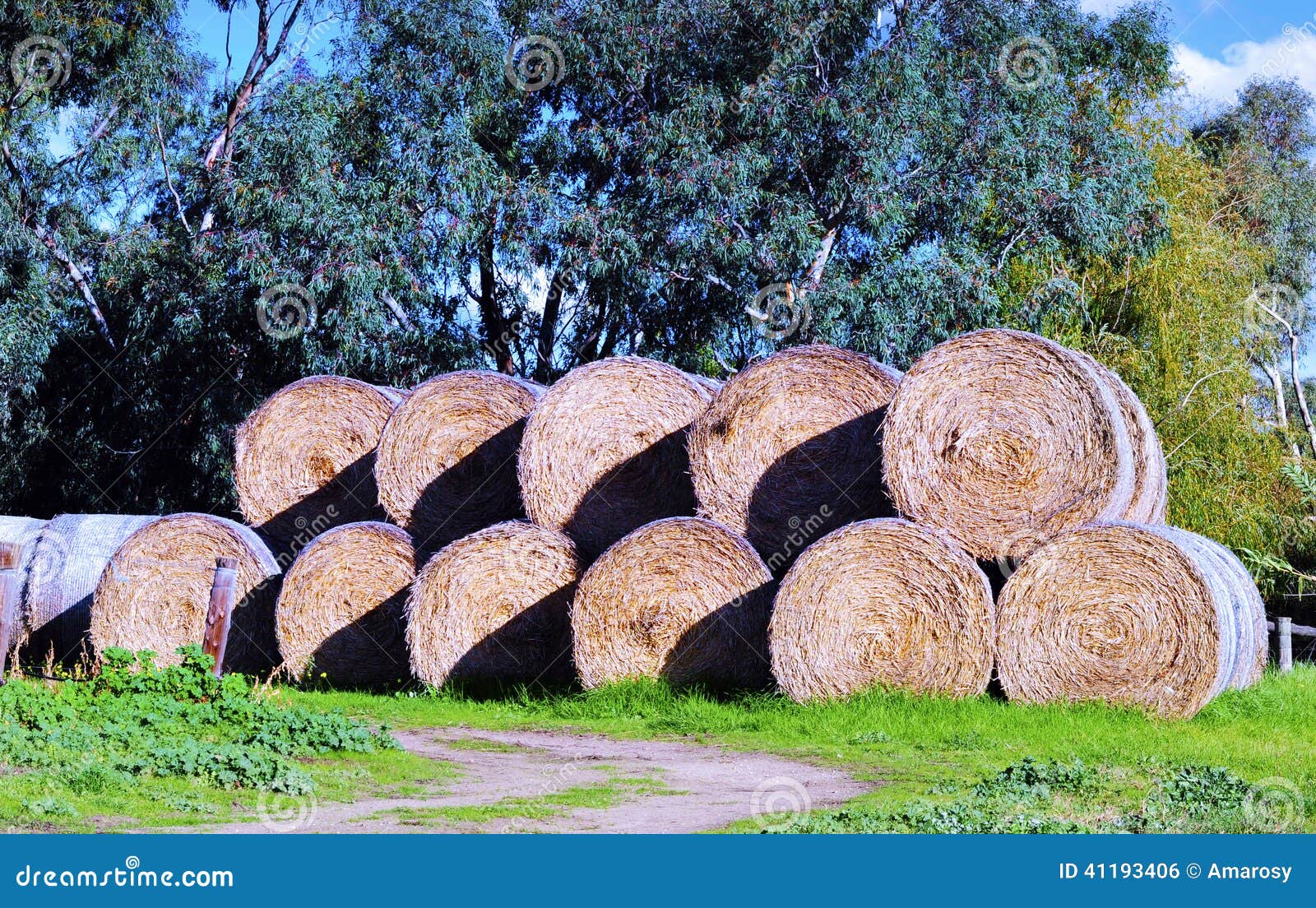 Geometric Form of a Large Stack of Hay Bales Stock Photo - Image of ...