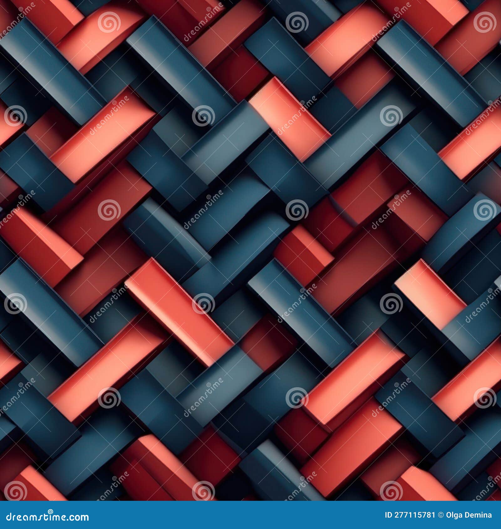 Geometric Form Red and Blue Abstract Background Seamless Pattern Stock ...