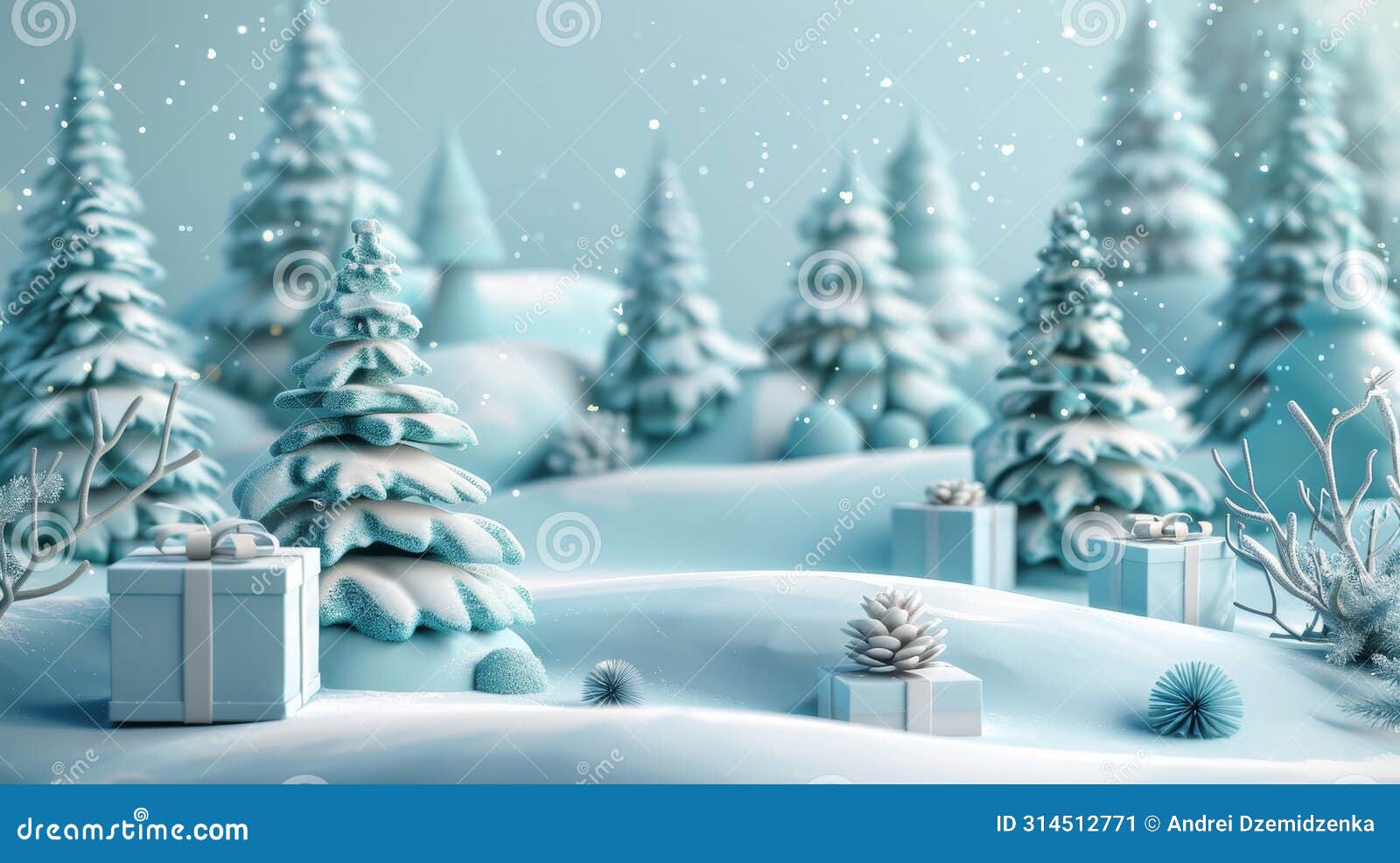 Geometric Forms in an Abstract Winter Christmas Scene. Surreal ...