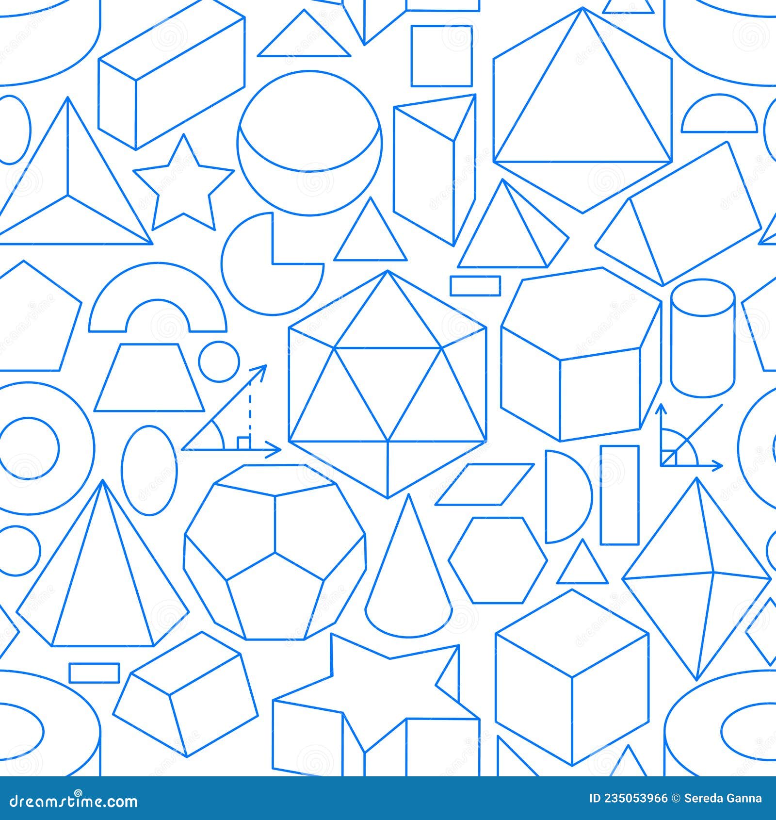 Geometric Forms Line Seamless Pattern Stock Vector - Illustration of ...