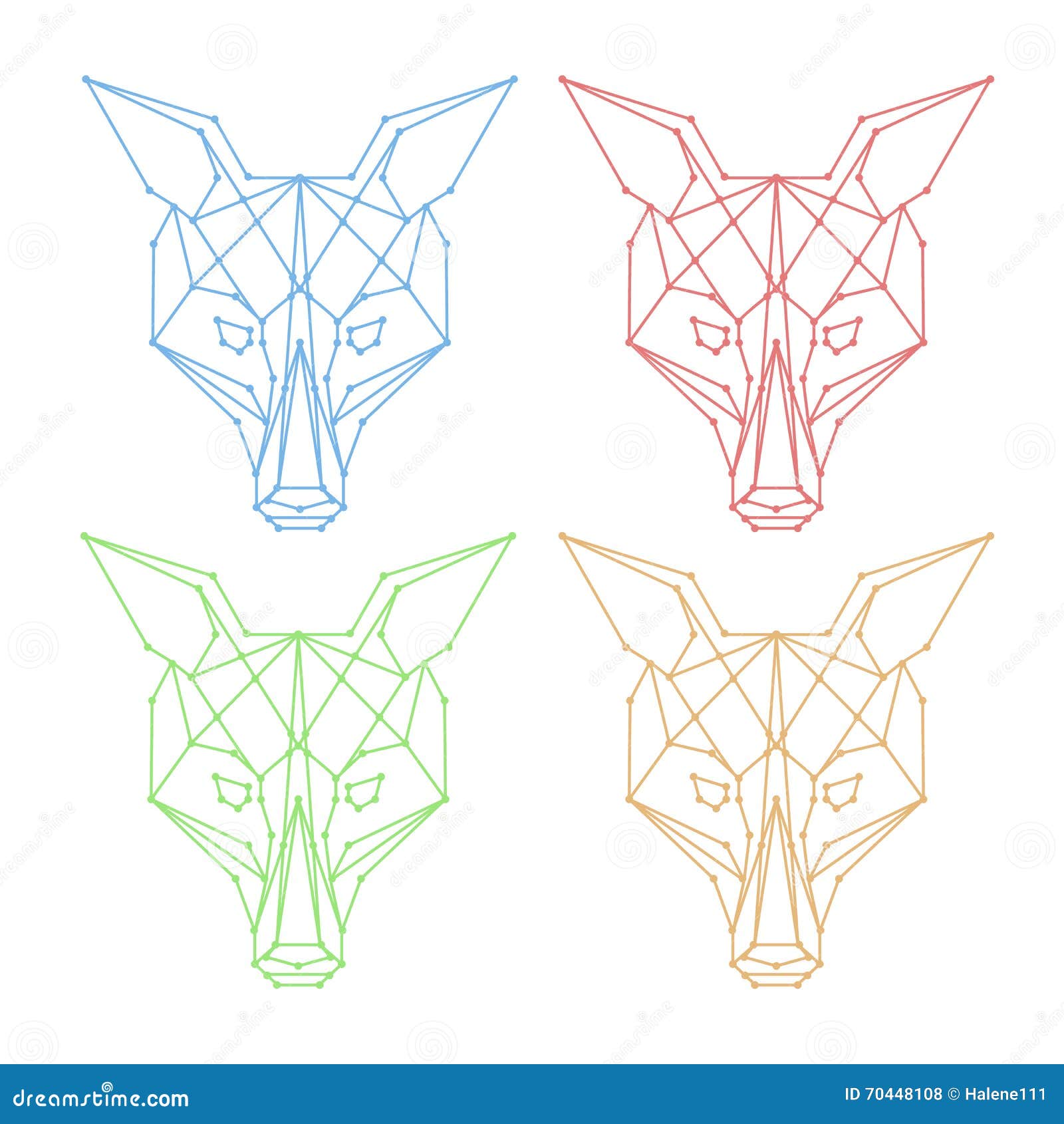 Geometric fox logo set stock vector. Illustration of triangle - 70448108