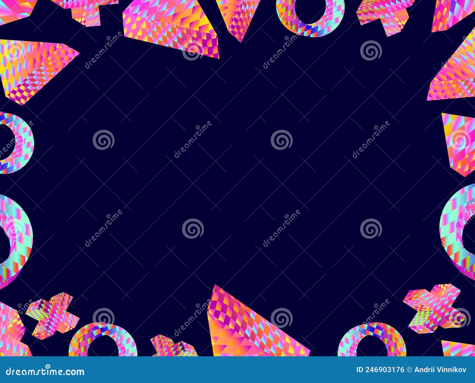 Geometric Frame. 3D Shapes with a Checkered Pattern of the 80s. Memphis ...