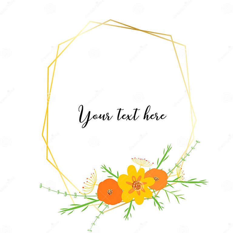 Geometric Frame with Flower. Botanical Composition. Decorative Element ...