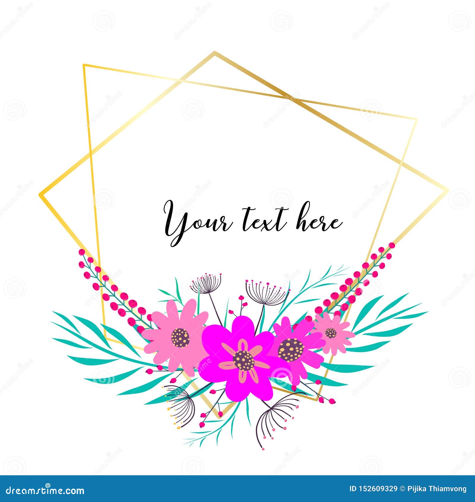 Geometric Frame with Flower. Botanical Composition. Decorative Element ...