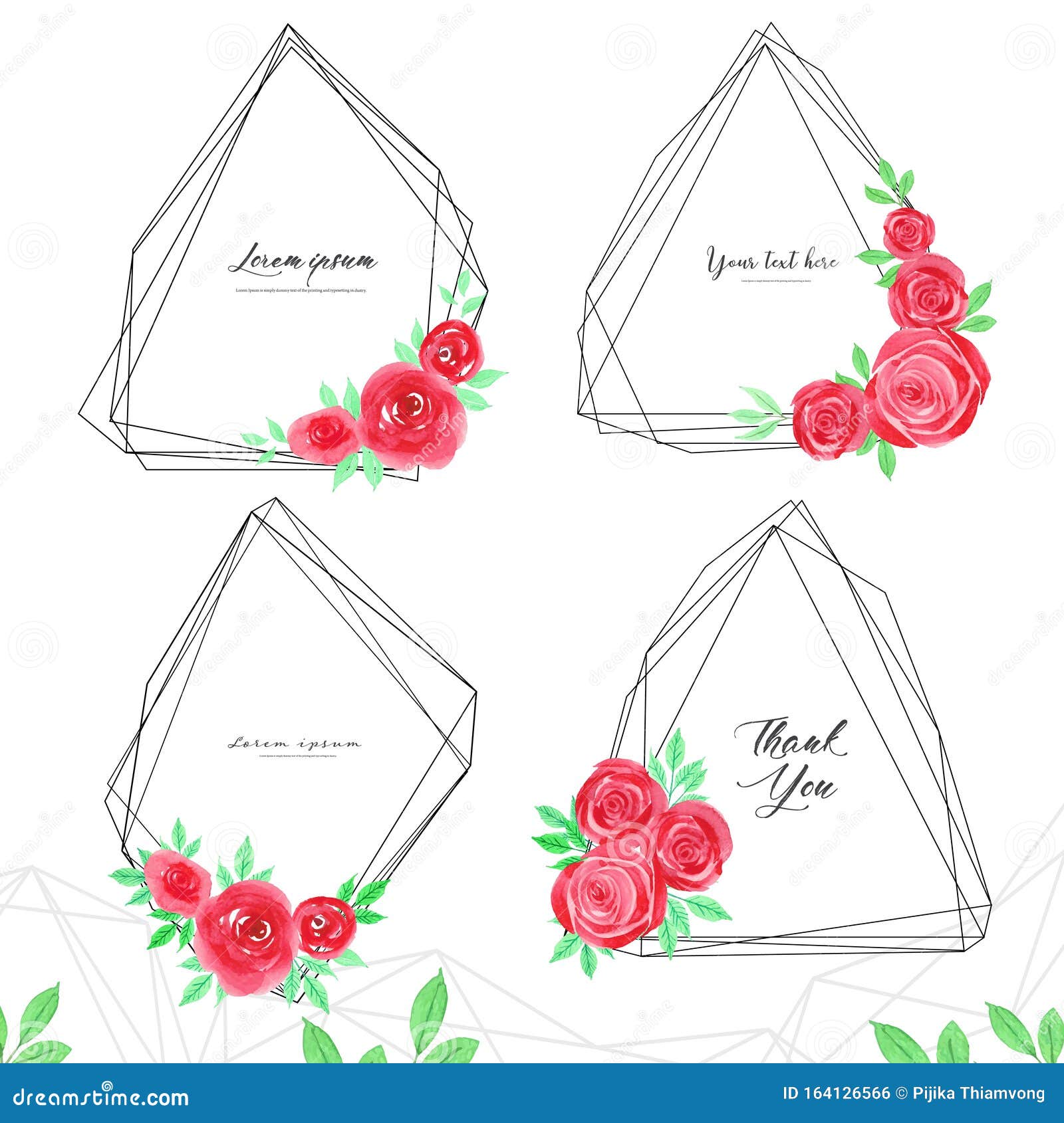 Geometric Frame with Flower Watercolor. Botanical Composition ...