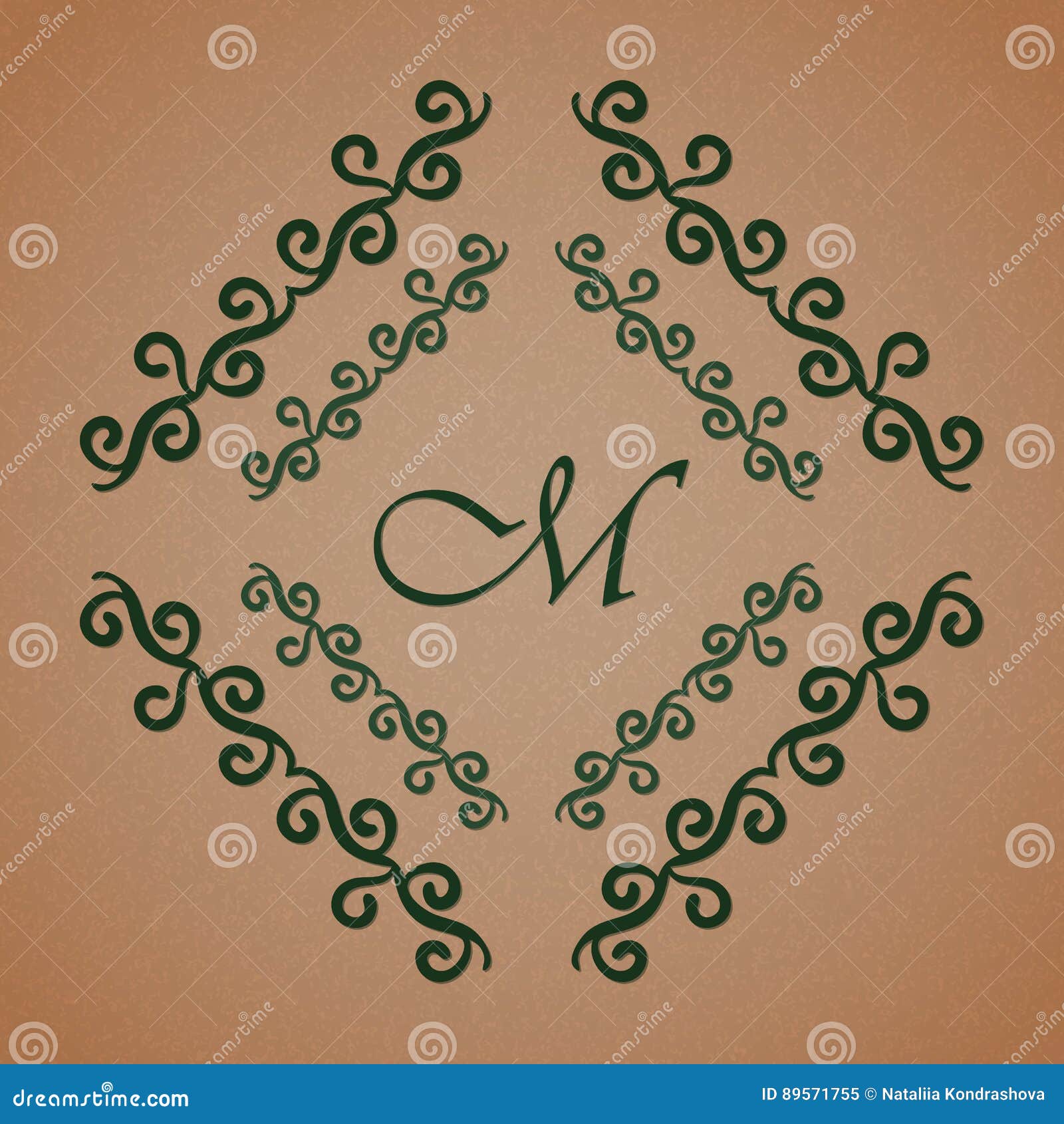 Geometric Frame Monogram Design Stock Vector - Illustration of card ...
