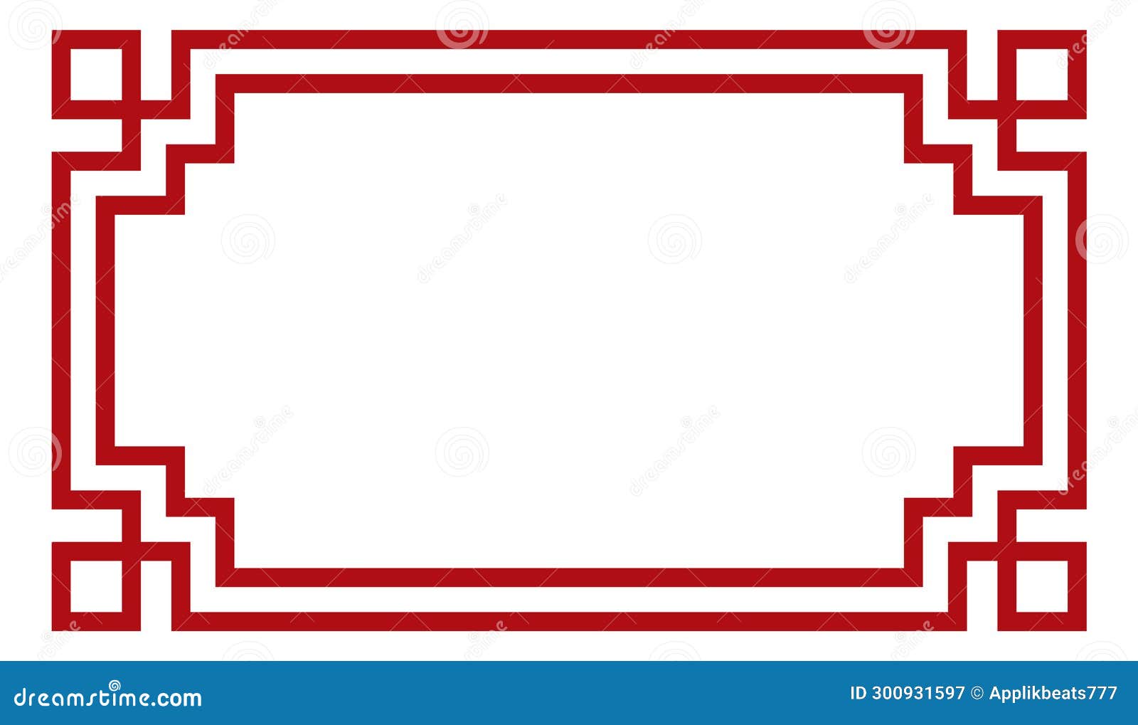 Geometric Frame in Red Line Style. Elegant Asian Border Stock Vector ...