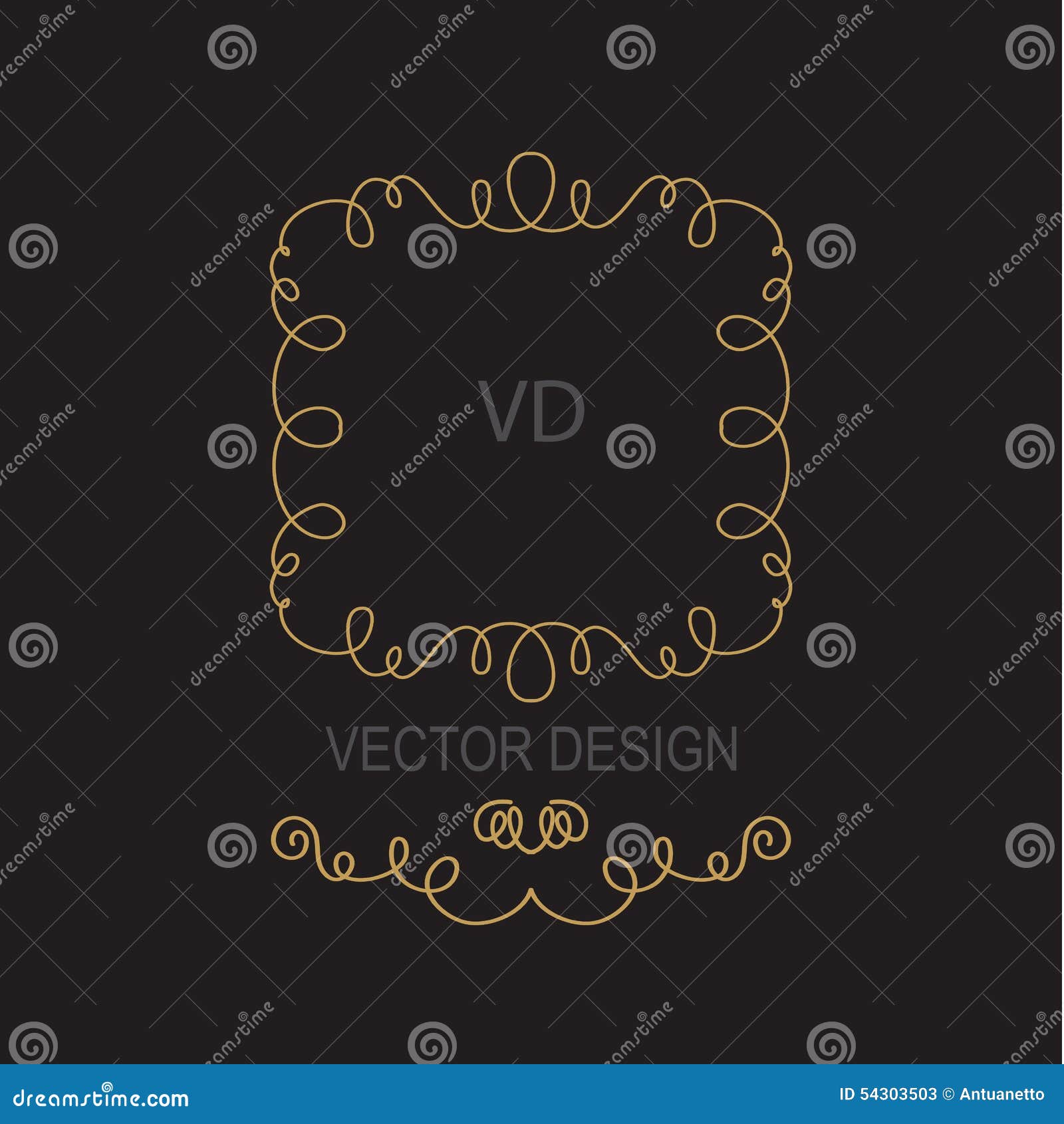 Geometric Frame in Trendy Mono Line Style. Gold Stock Vector ...
