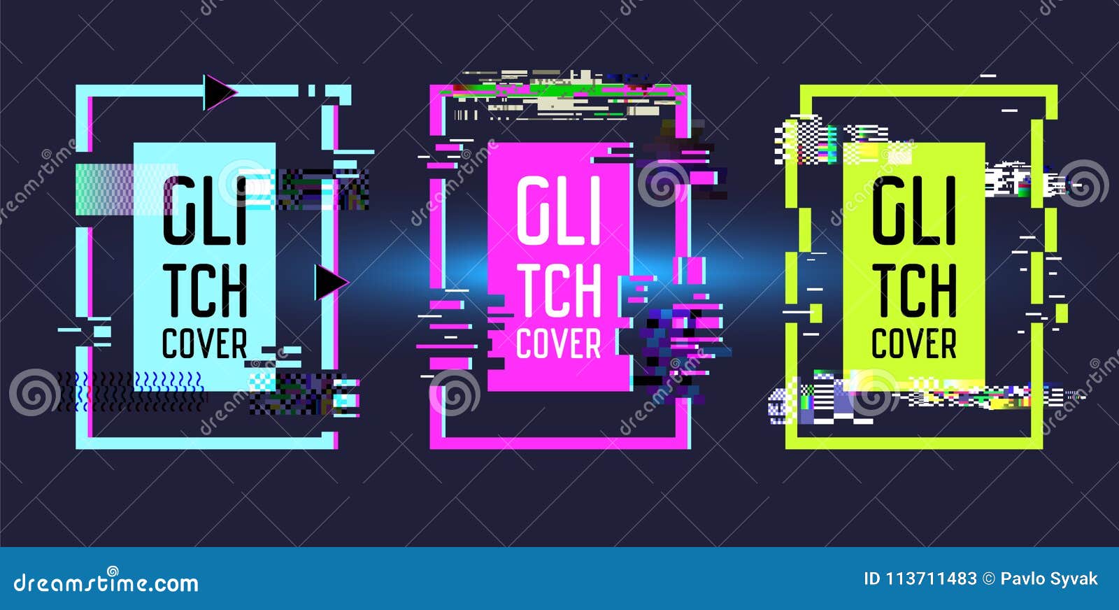 Geometric Frames with Glitch Effect and Place for Your Text. Modern ...