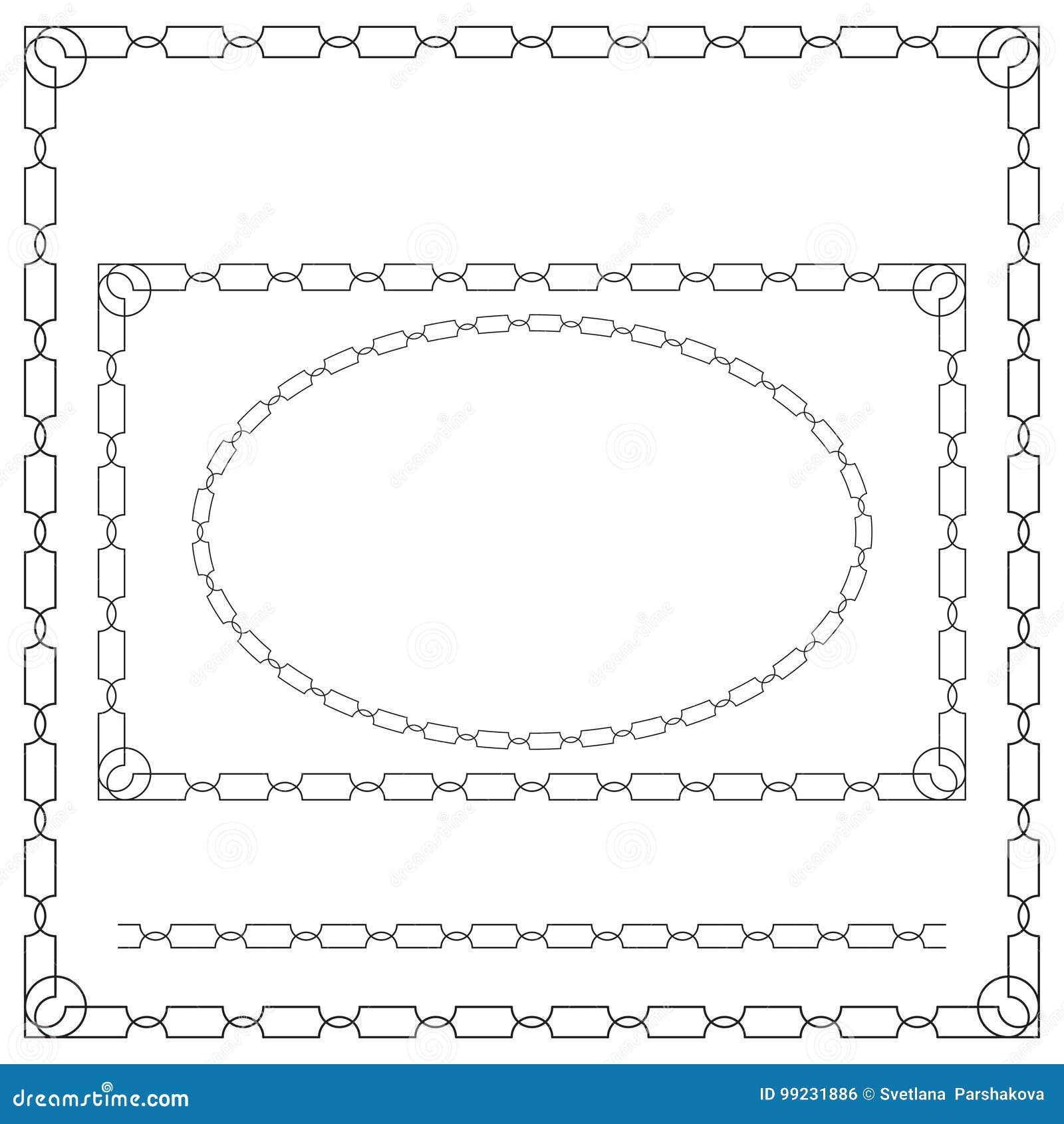Oval Rectangular Frame With Wavy Edges. Cute Shape With Undulated ...
