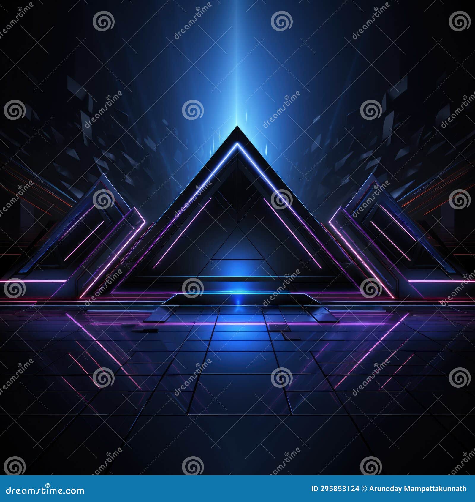 Geometric Futuristic Neon Background with Pink and Blue Light Stock ...