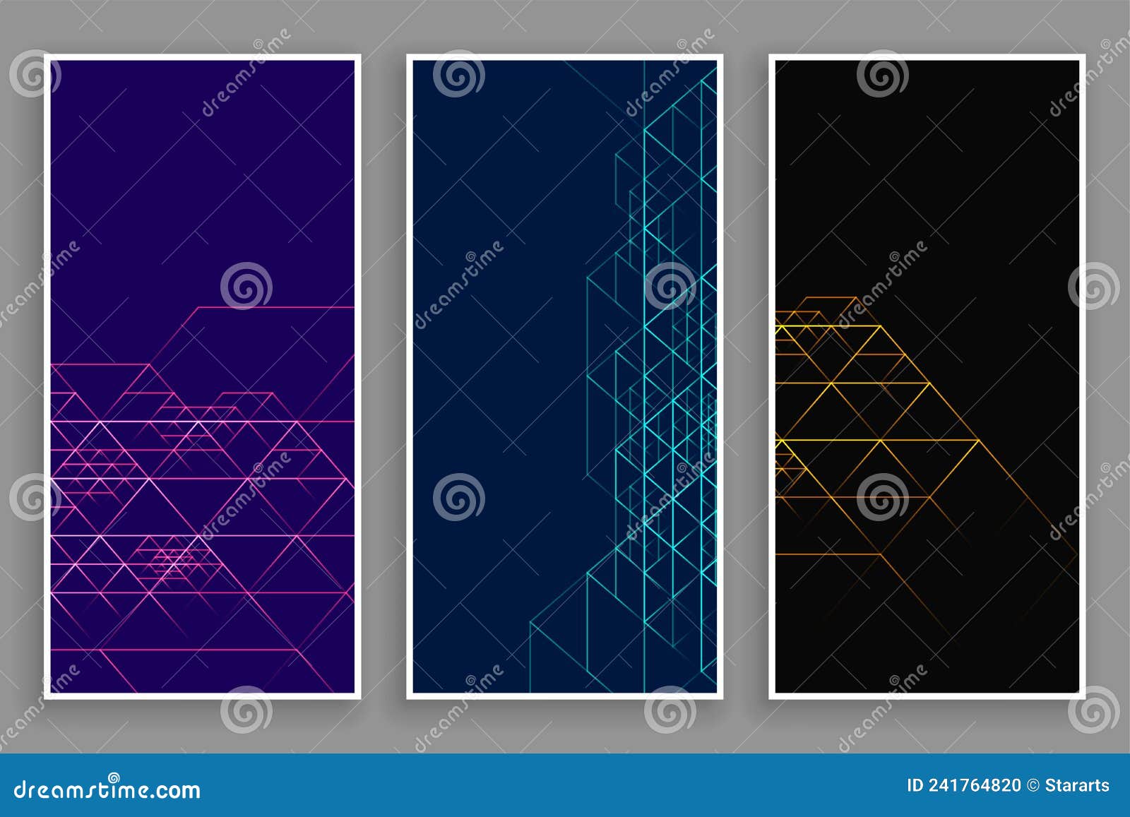 Geometric Futuristic Vertical Banners Set Stock Illustration ...