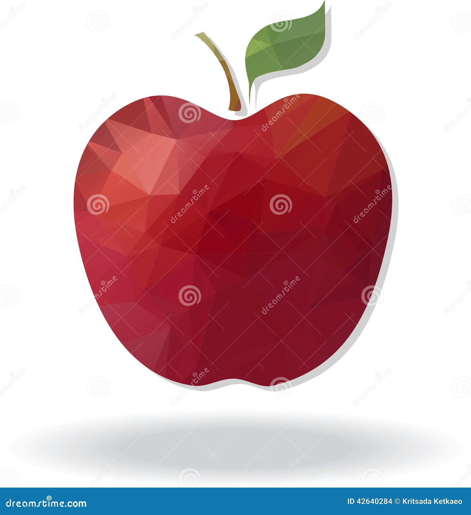 Geometric Geometric Triangle Polygonal Red Apple. Vector Illustration ...