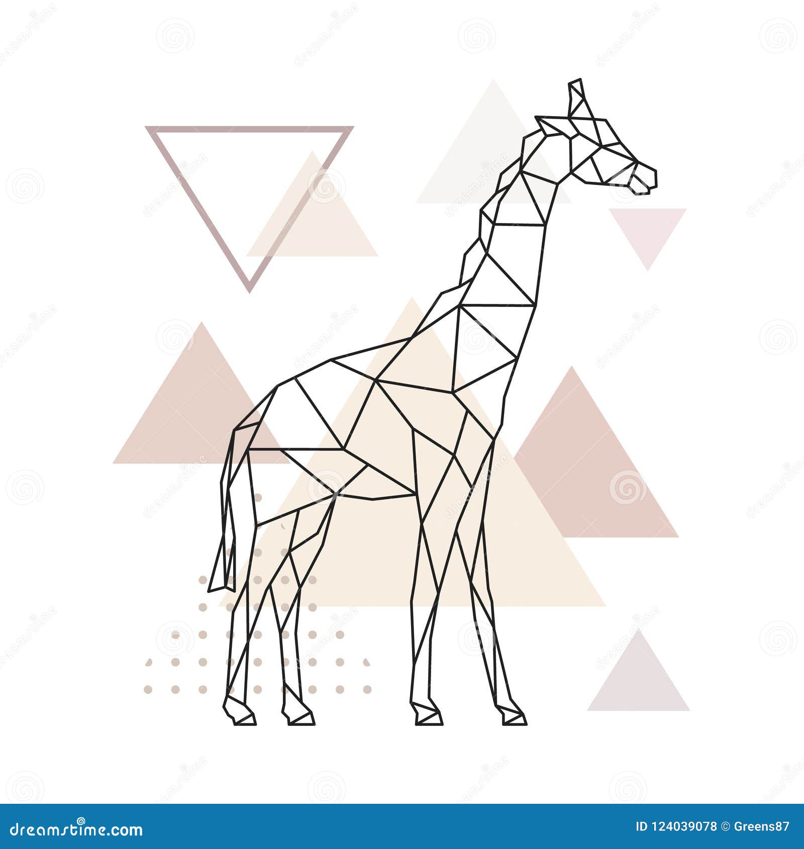 Geometric Giraffe on Simple Triangles Background. Stock Vector ...