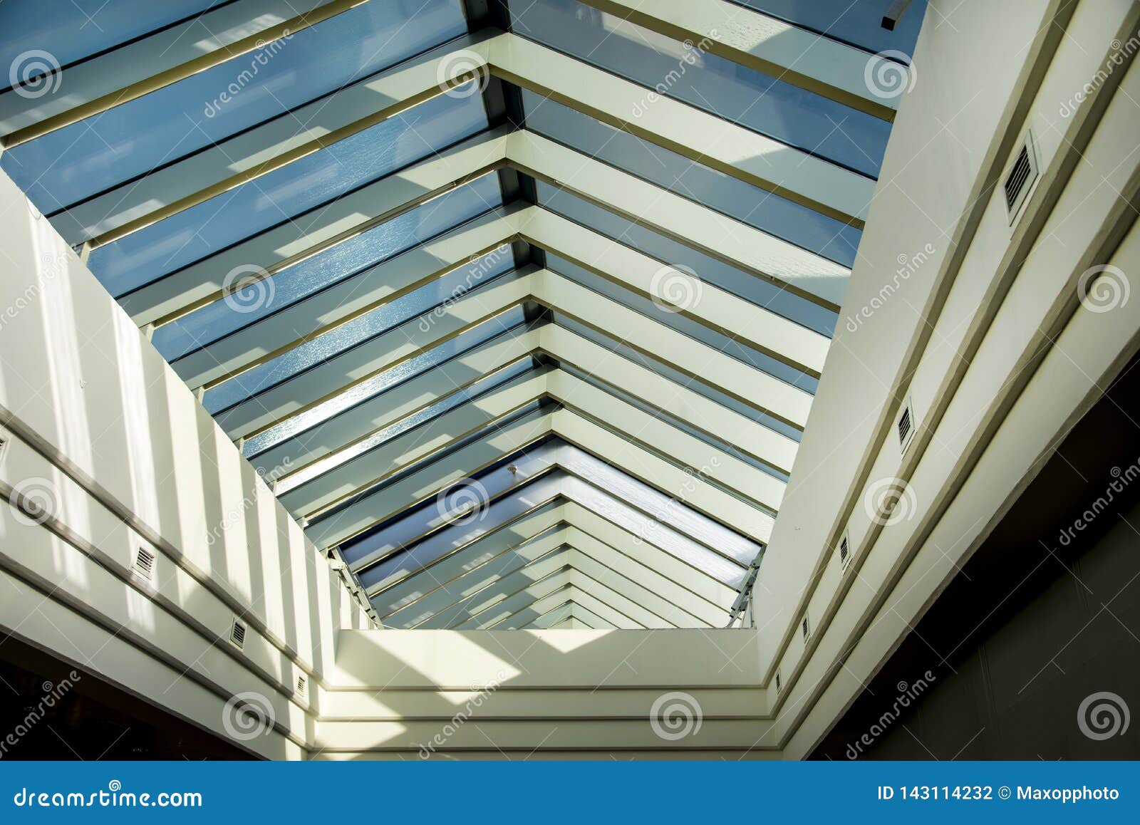 Geometric Glass Roof . Modern Interior Design Stock Photo - Image of ...