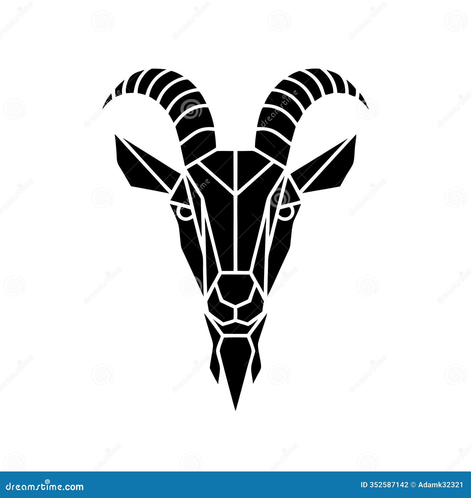 Geometric Goat Head Logo: Monochromatic White Figures With Egyptian ...