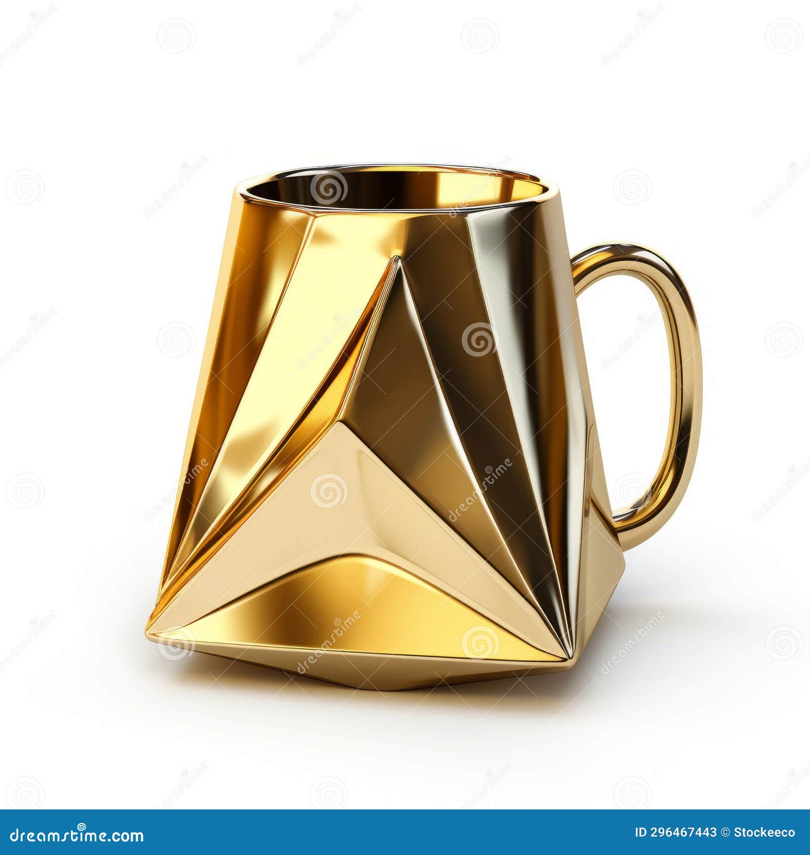 Geometric Gold Mug with 3d Tetrahedron Design Stock Illustration ...
